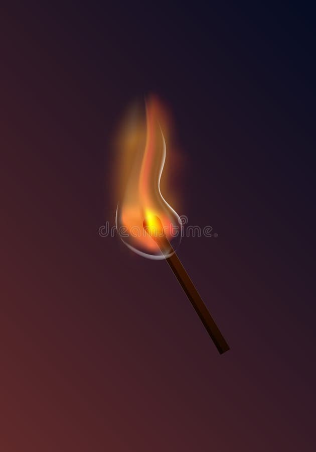 Lighted Match on a Dark Background in a Realistic Style. Vector ...