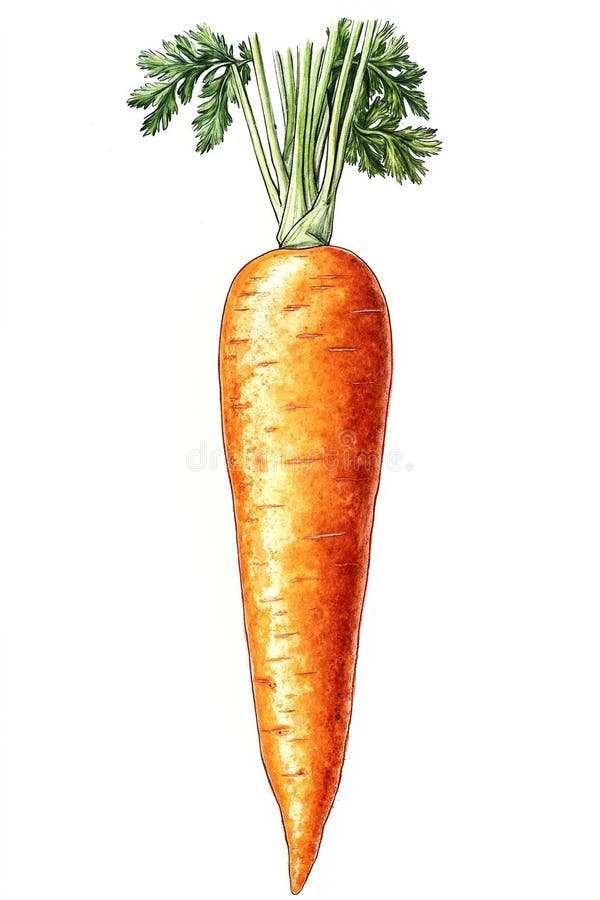 A Drawing of a Carrot with a Green Stem Stock Illustration ...