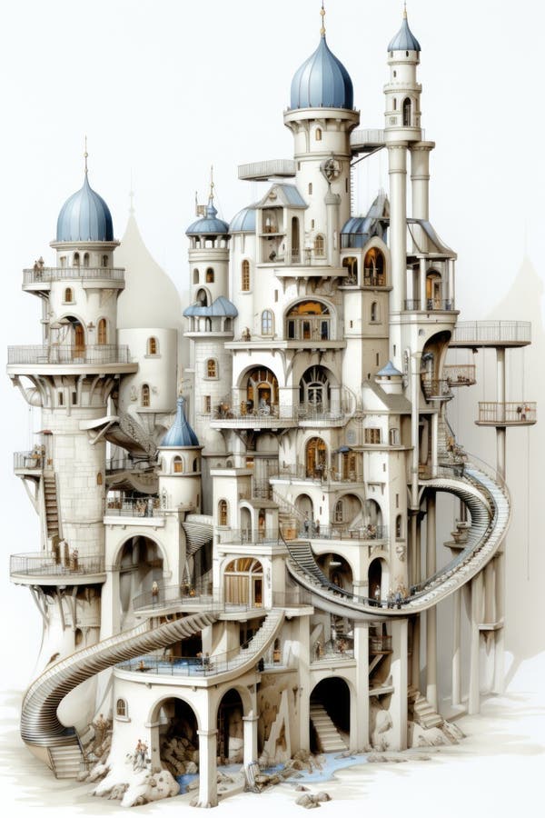 A Drawing of a Castle with a Slide. Generative AI Image Stock ...