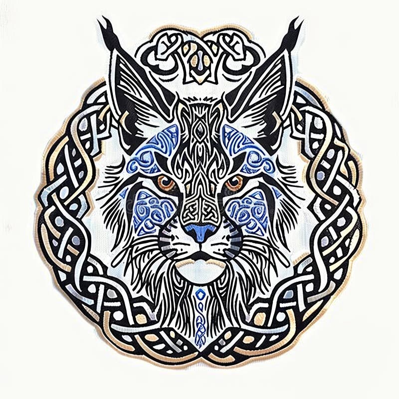 A Drawing of a Cat in a Celtic Style Stock Photo - Image of computer ...