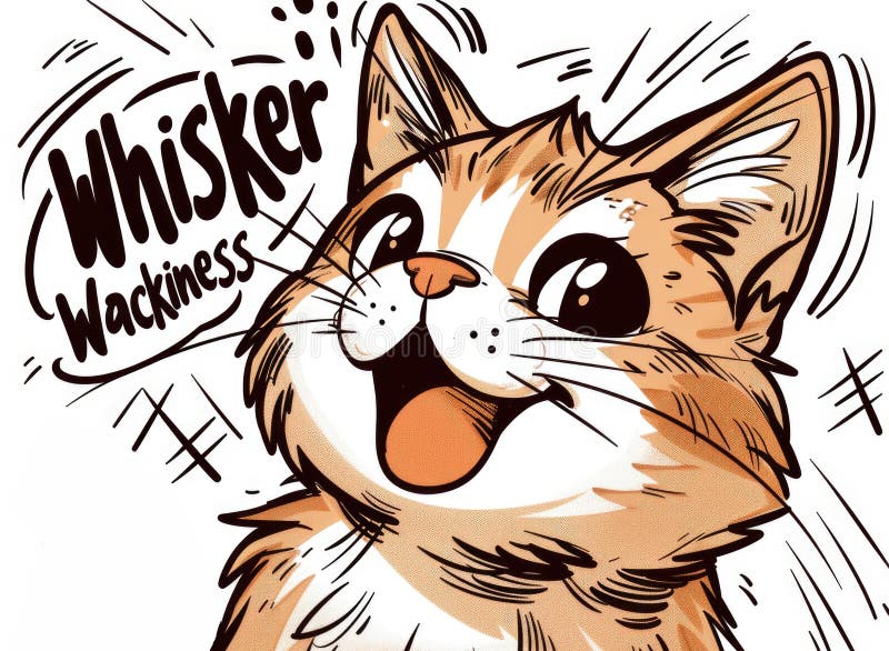 A Drawing of a Cat with Its Mouth Open Stock Illustration ...