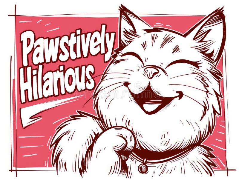 A Drawing of a Cat with Its Paw Up Stock Illustration - Illustration of ...