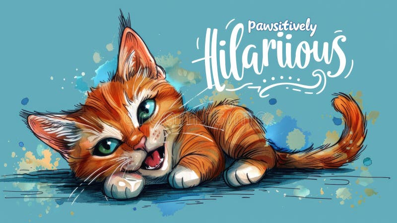 A Drawing of a Cat Laying on the Ground Stock Photo - Image of isolated ...