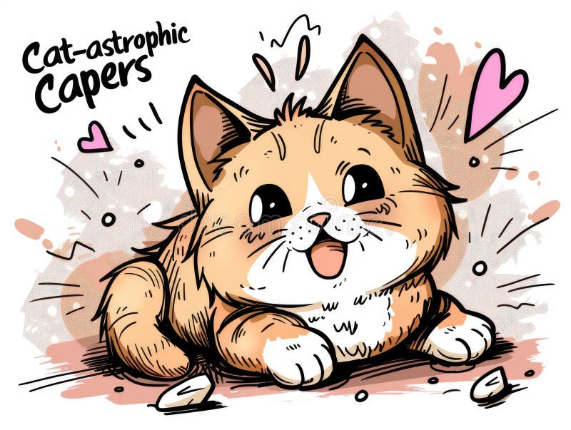 A Drawing of a Cat Laying on the Ground Stock Photo - Image of kitten ...