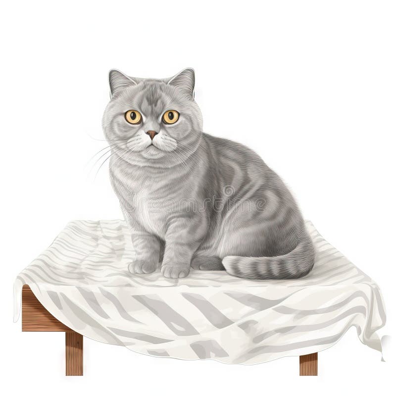 A Drawing of a Cat Sitting on Top of a Table Stock Illustration ...