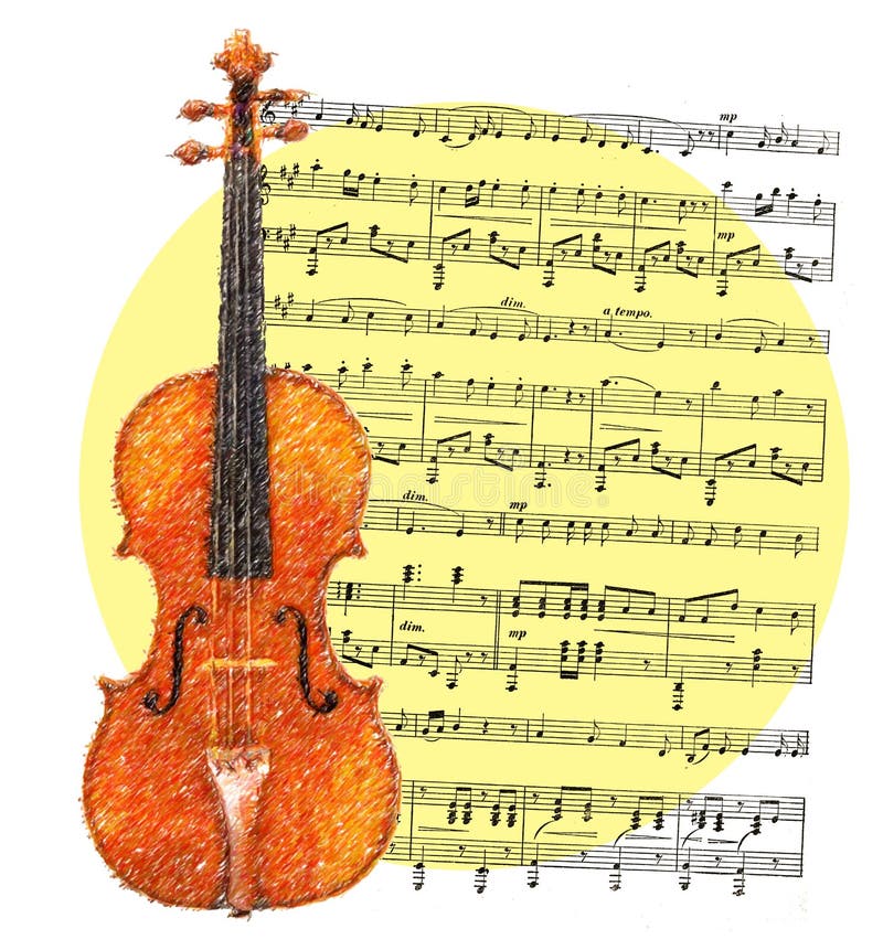 Drawing of a Classical Music Instrument. Stock Photo - Illustration of ...