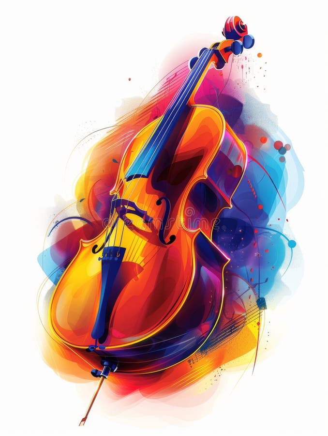 A Drawing of a Cello on a White Background Stock Illustration ...