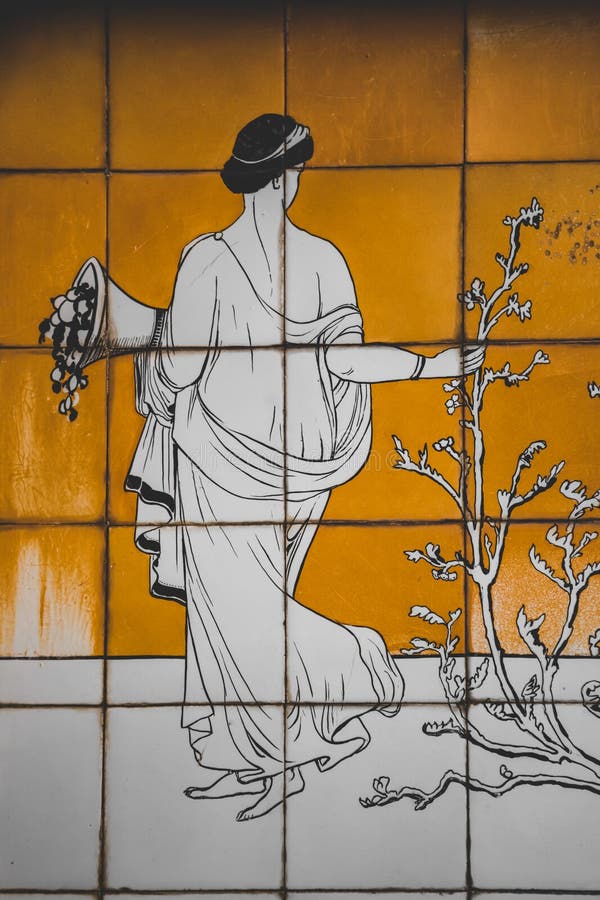 Drawing on ceramic tiles stock photo. Image of tiling - 241702254