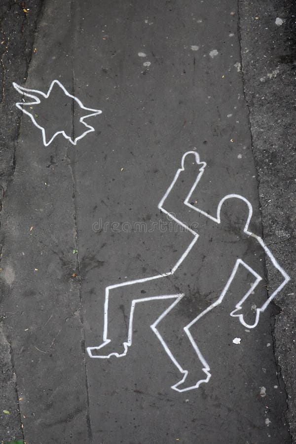 Dead Body Chalk Outline stock image. Image of scene, contract - 15548451