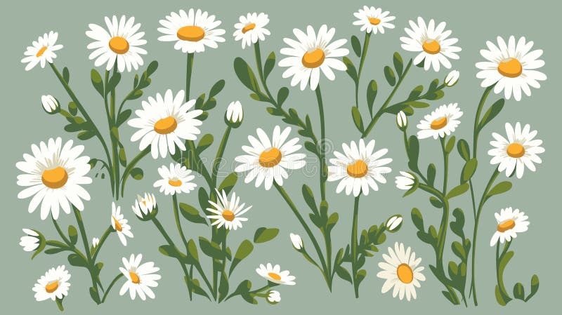 Drawing Chamomile Flowers Vector Stock Vector - Illustration of grass ...