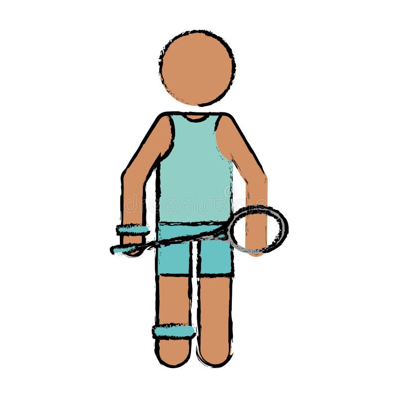 Drawing Character Badminton Player Racket Green Uniform Stock Vector ...