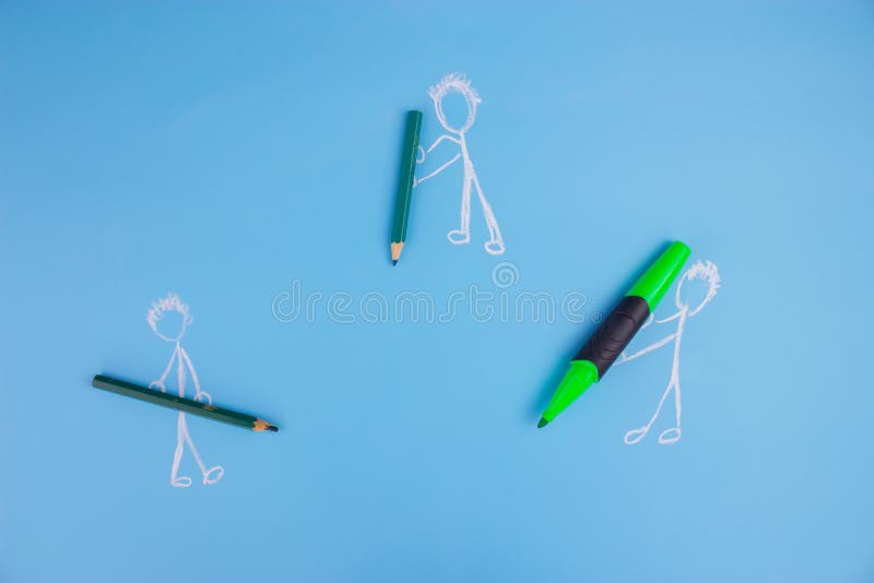 Drawing Character with Green Marker Stock Photo - Image of copy ...