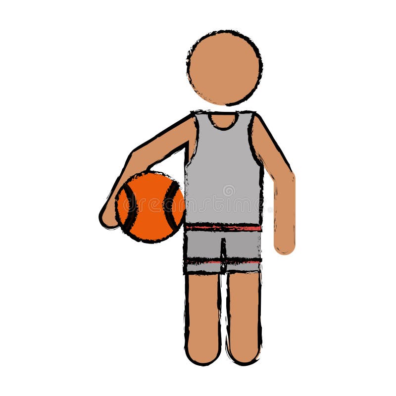 Drawing Character Player Basketball Stock Vector - Illustration of ...