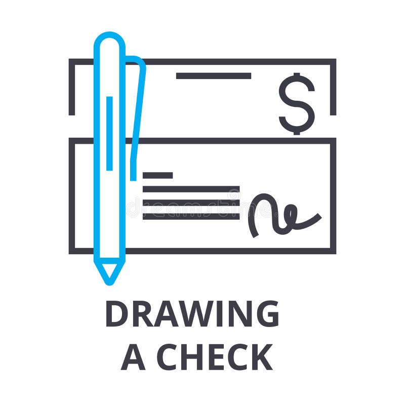 Drawing a Check Thin Line Icon, Sign, Symbol, Illustation, Linear ...