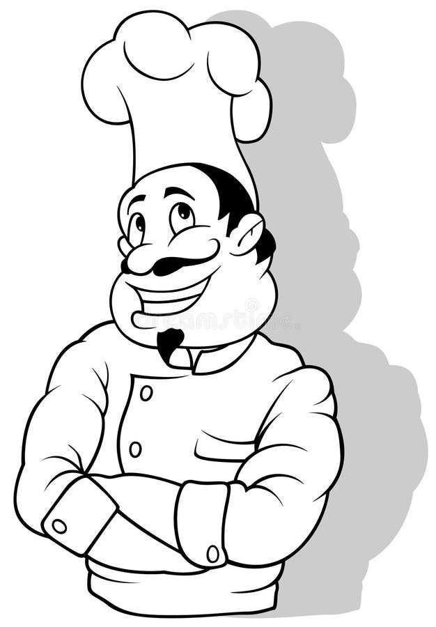Drawing of a Chef in a White Uniform with Thumb Up Stock Vector ...