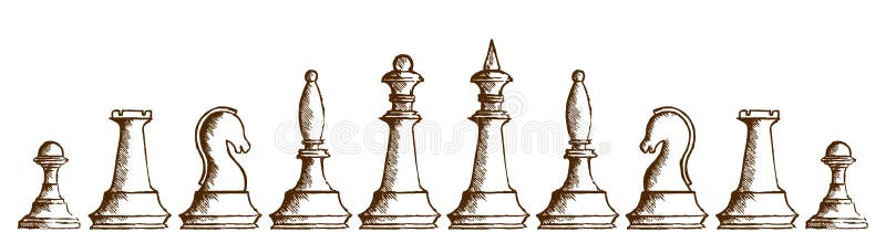 Drawing of chessmen. stock vector. Illustration of figures - 67859858