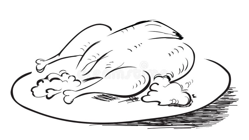 Drawing of Chicken on Plate Stock Vector - Illustration of sign ...