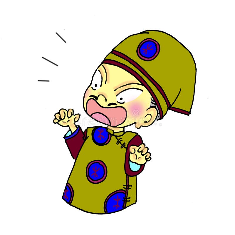 Drawing of Chinese Man with Frightened Action Stock Illustration ...