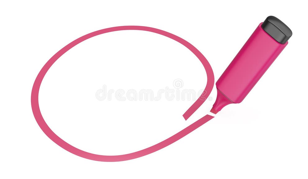Drawing a Circle with a Pink Highlighter Stock Illustration ...