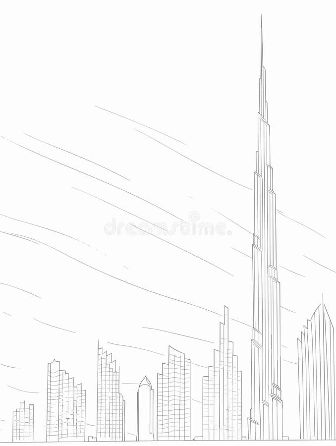 A Drawing of a City - Dubai Skyline Stock Vector - Illustration of ...