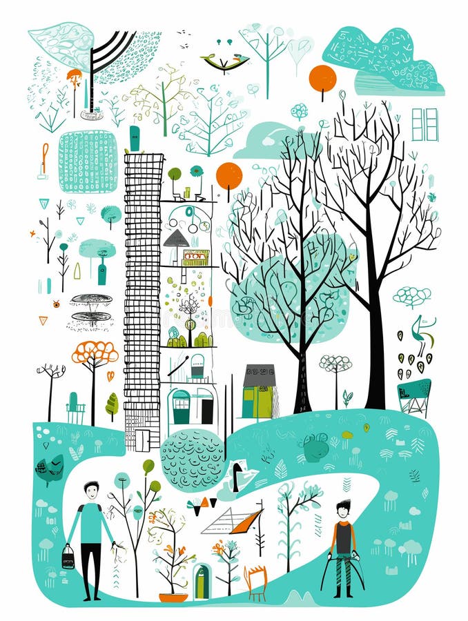 A Drawing of a City - City Life in Amsterdam Stock Vector ...