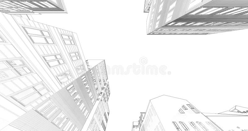 3d Drawing City Top View Line Art Blueprint Sketch Town Stock Video ...