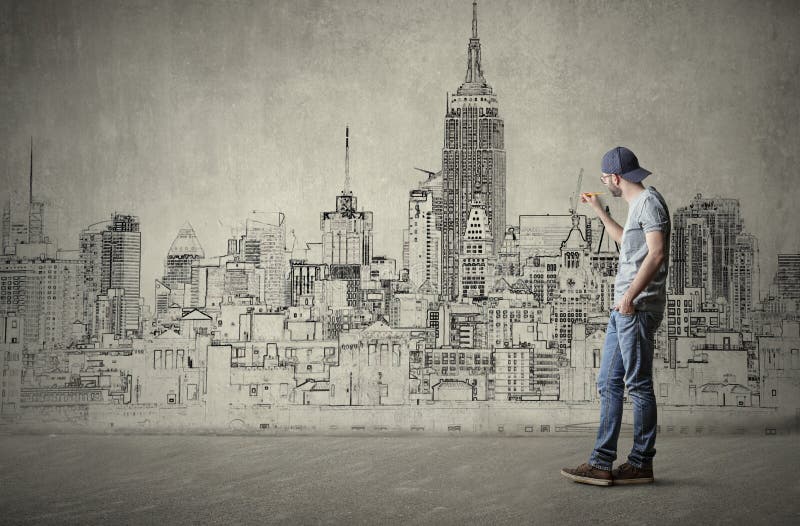 City and Abstract and Drawing and Architecture Stock Illustration ...