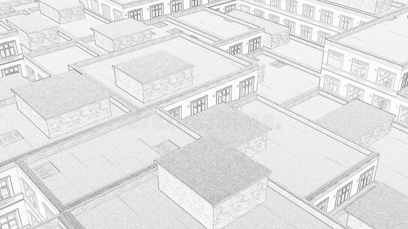 3d Drawing City Top View Line Art Blueprint Sketch Town Stock Video ...