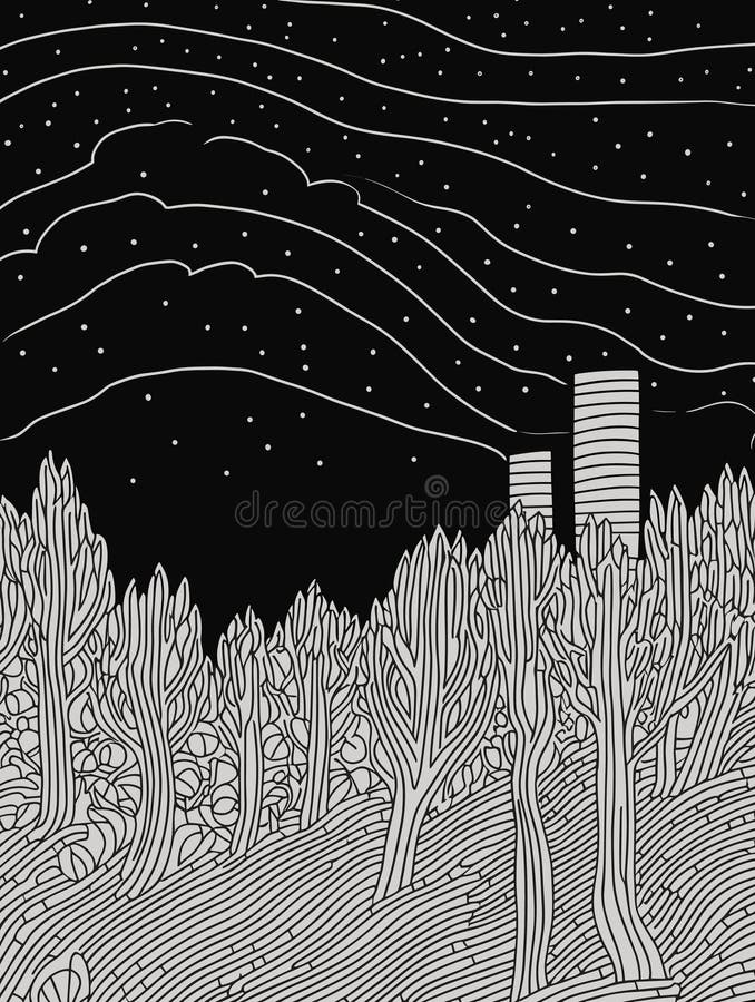 A Drawing of a City in the Woods - Berlin Skyline Stock Vector ...