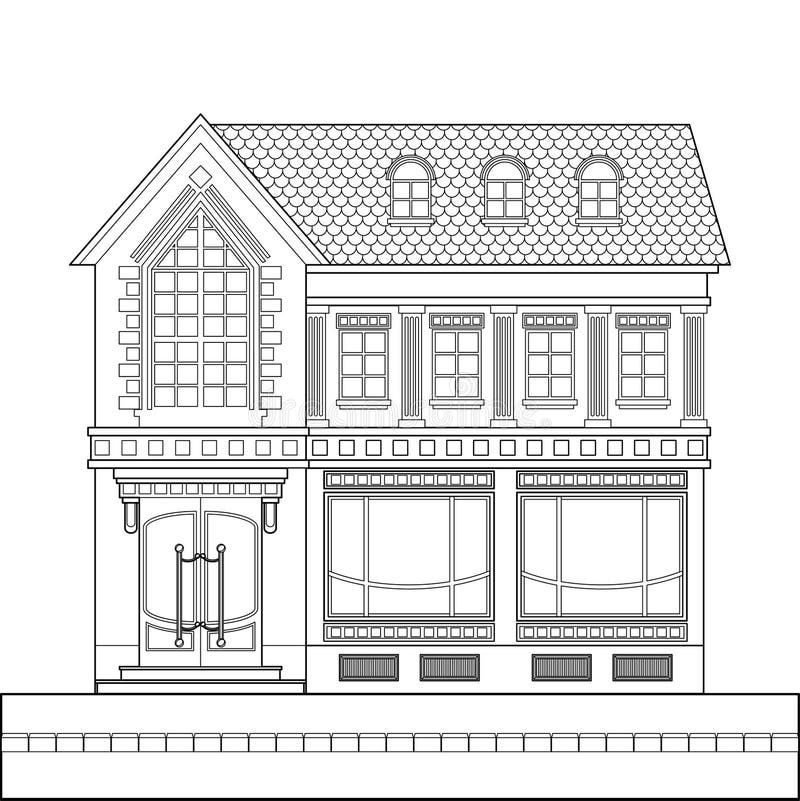 Two-story Classic House Made of Red Brick. Vector Illustration. Stock ...