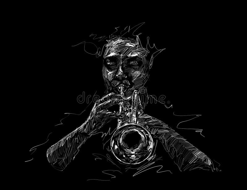 Drawing of the Classical Musician Plays Instrument Stock Vector ...