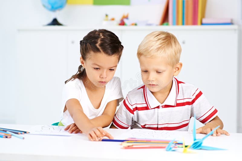 Drawing classmates stock photo. Image of leisure, schoolboy - 52580608