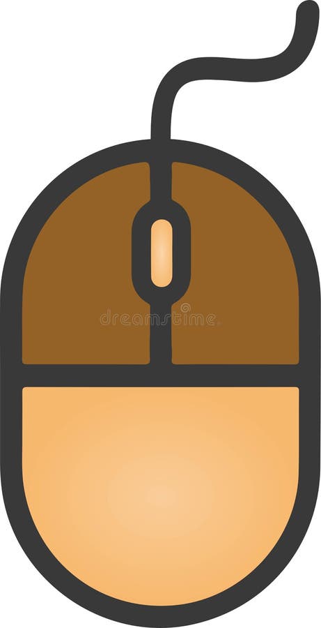 The Drawing of a Clicked Orange Computer Mouse, a Hardware Input Device ...