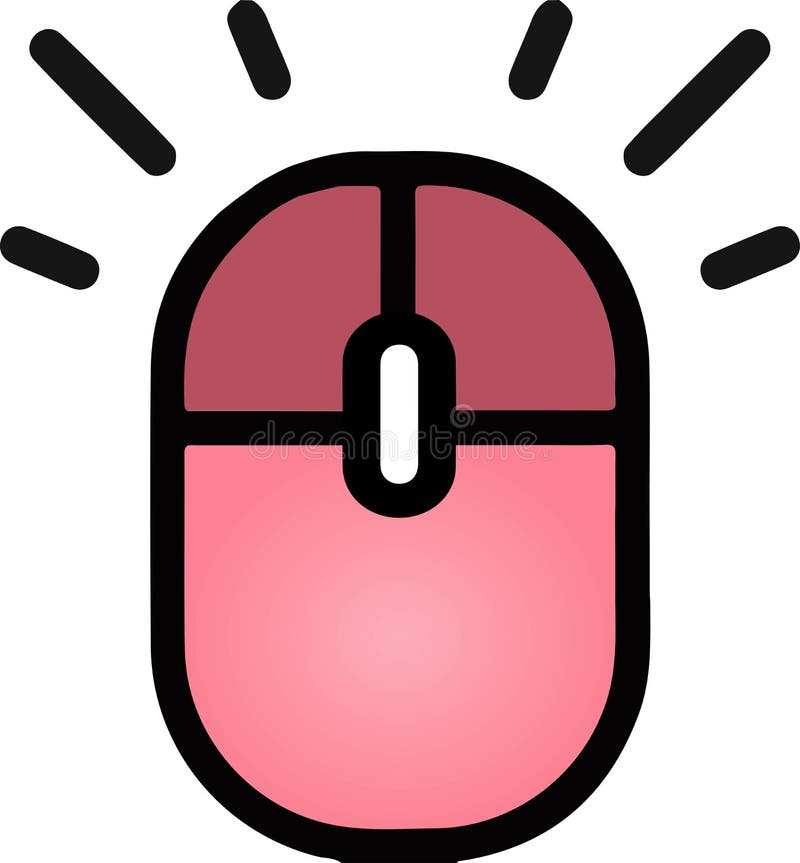 The Drawing of a Clicked Pink Computer Mouse, a Hardware Input Device ...