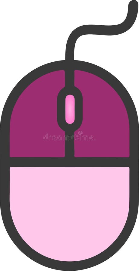 The Drawing of a Clicked Pink Computer Mouse, a Hardware Input Device ...