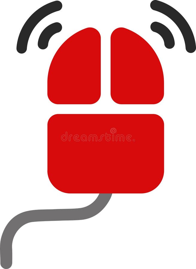 The Drawing of a Clicked Red Computer Mouse, a Hardware Input Device ...