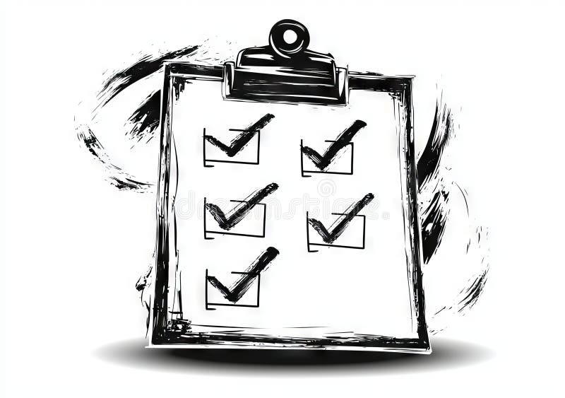 Drawing of a Clipboard with a Checklist. Continuous Line. Simple Line ...