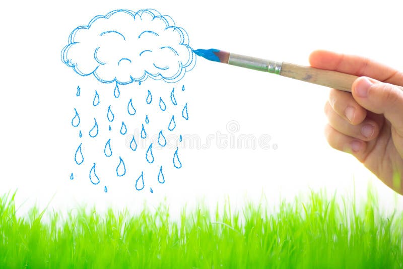 Rain. Drawing tutorial. stock vector. Illustration of school - 67683633