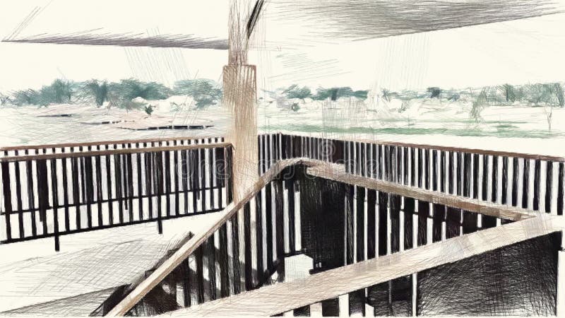Drawing color of balcony stock footage. Video of sketch - 151853184