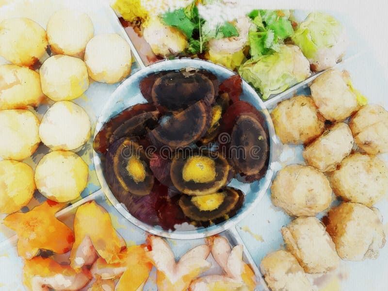 Drawing Color of Chinese Food Style Stock Illustration - Illustration ...