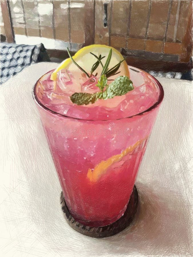 Drawing Color of Strawberry Soda Drink Stock Illustration ...