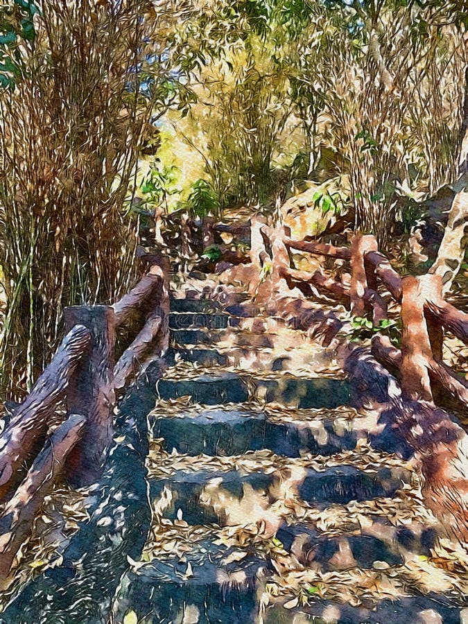 Drawing Color of Way in Forest Stock Illustration - Illustration of ...