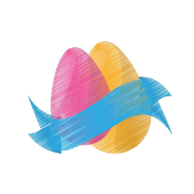 Drawing Colored Easter Eggs Ribbon Stock Illustration - Illustration of ...