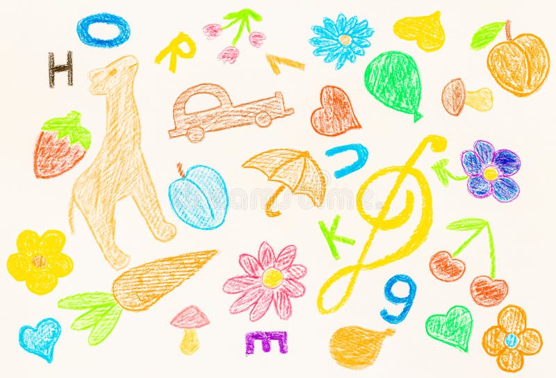 Drawing with Colored Pencils. Stock Illustration - Illustration of ...