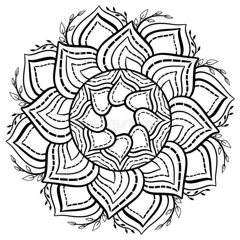 Round Coloring with Floral Patterns Stock Vector - Illustration of ...
