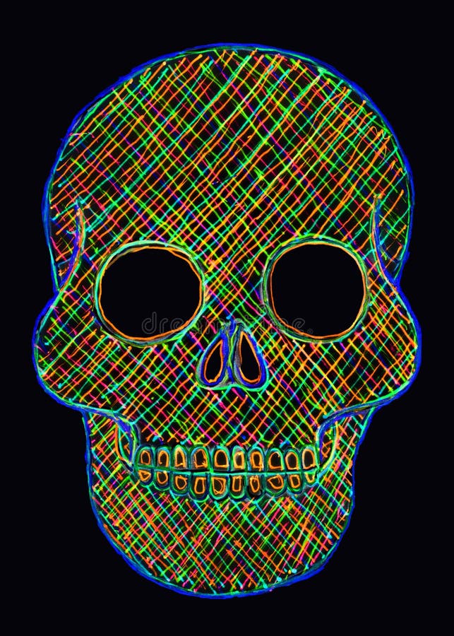 Hand Drawn Patterned Scull on Red Background. Stock Illustration ...