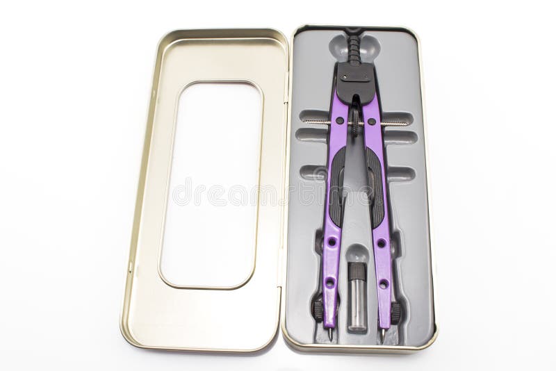 Drawing Compass in a Box Isolated on White Stock Photo - Image of ...