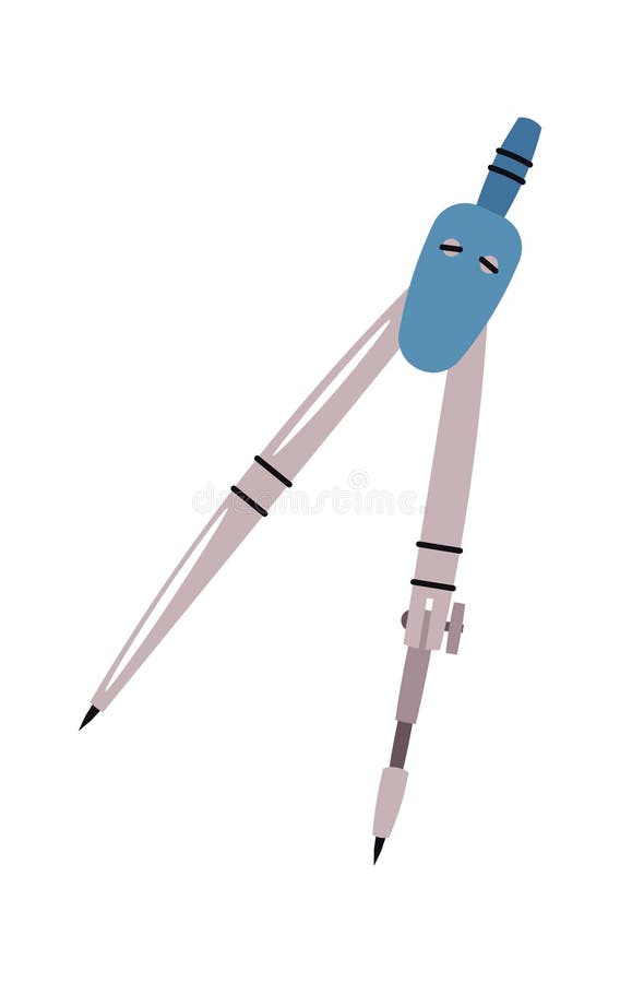 Drawing Compass in Flat Design on White Background. Math and Geometry ...