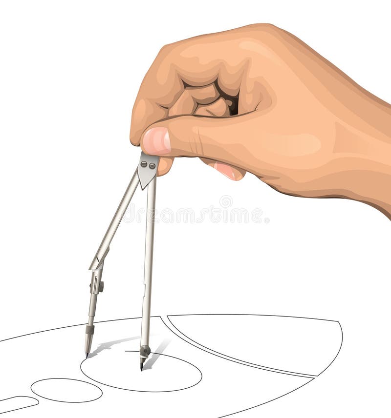 Human Hand Hovering a Rope Tied To Stone Flat Design Vector Drawing ...