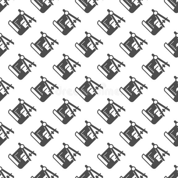 Drawing Compass and House Project Solid Seamless Pattern, Architect Studio Theme. Vector ...